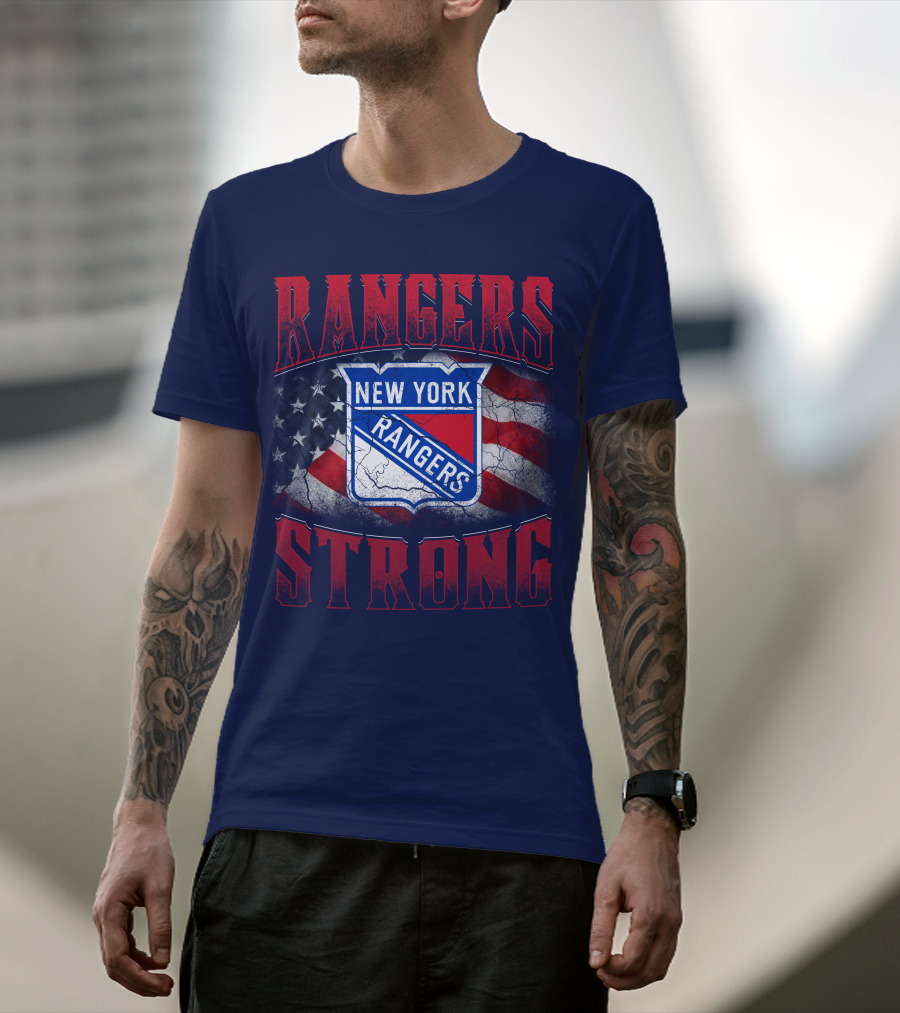 Rangers Strong New York American Flag T-Shirt