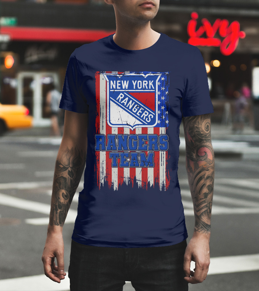 New York Rangers Team American Flag Style T-Shirt