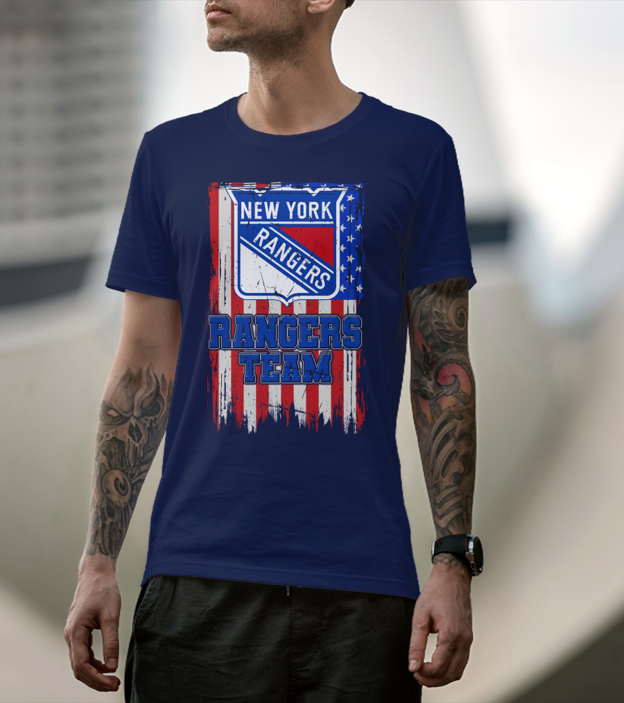 New York Rangers Team American Flag Style T-Shirt