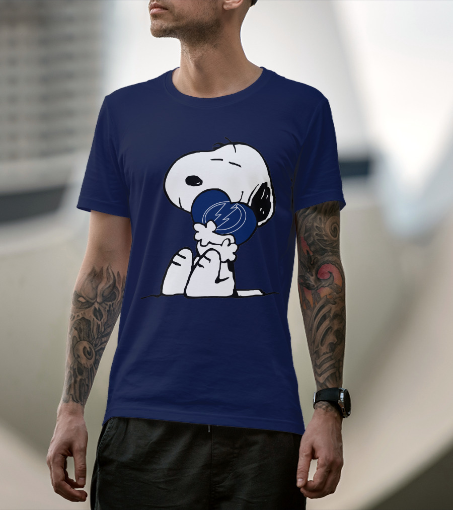 Tampa Bay Lightning Snoopy Hugging Heart T-Shirt