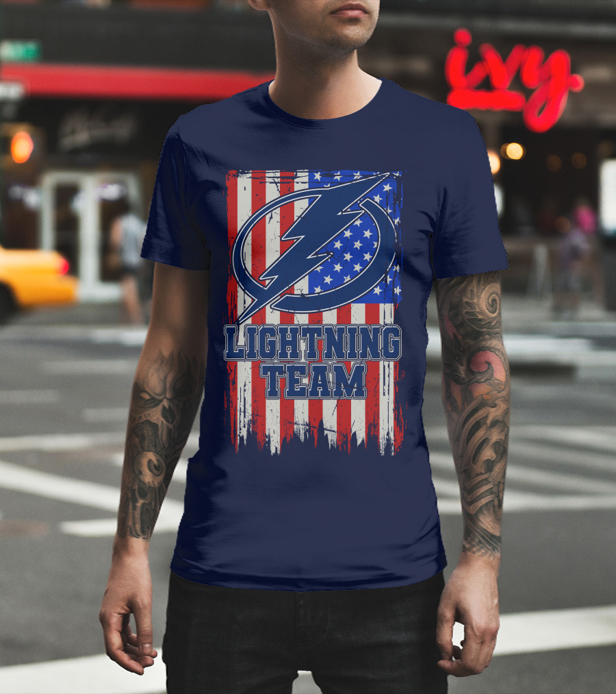 Tampa Bay Lightning Team American Flag T-Shirt