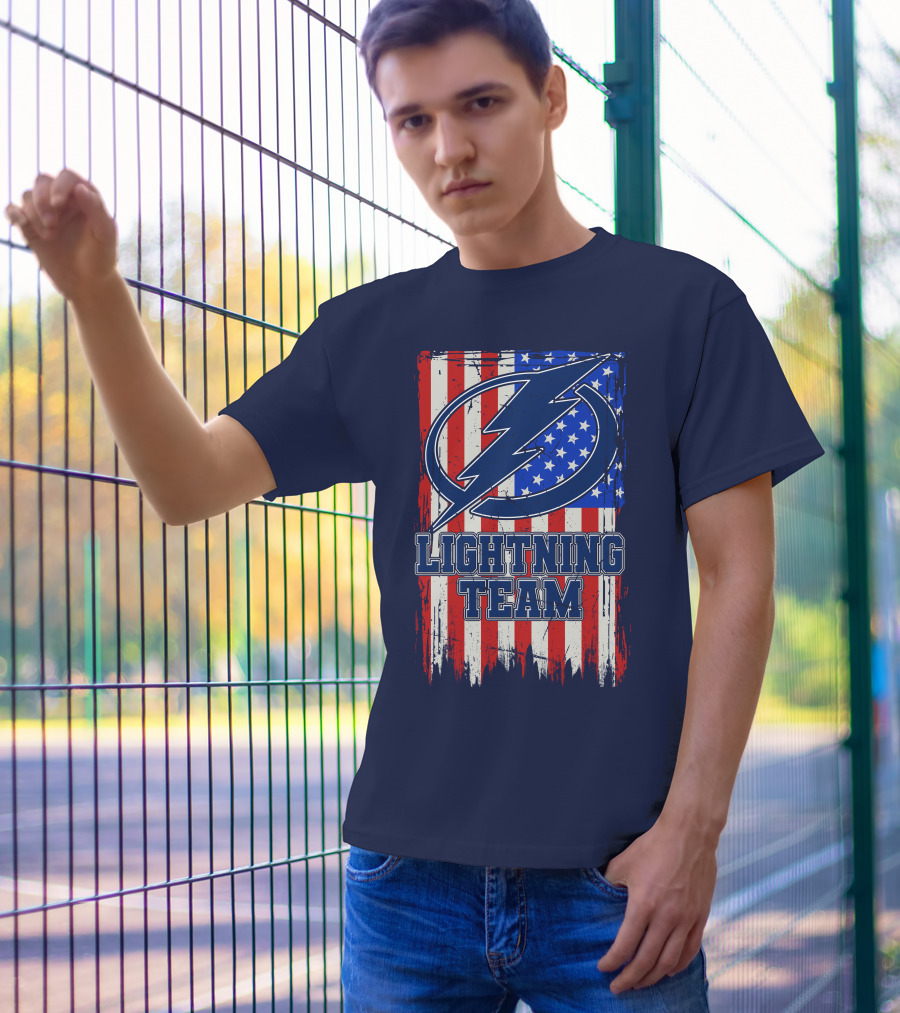 Tampa Bay Lightning Team American Flag T-Shirt
