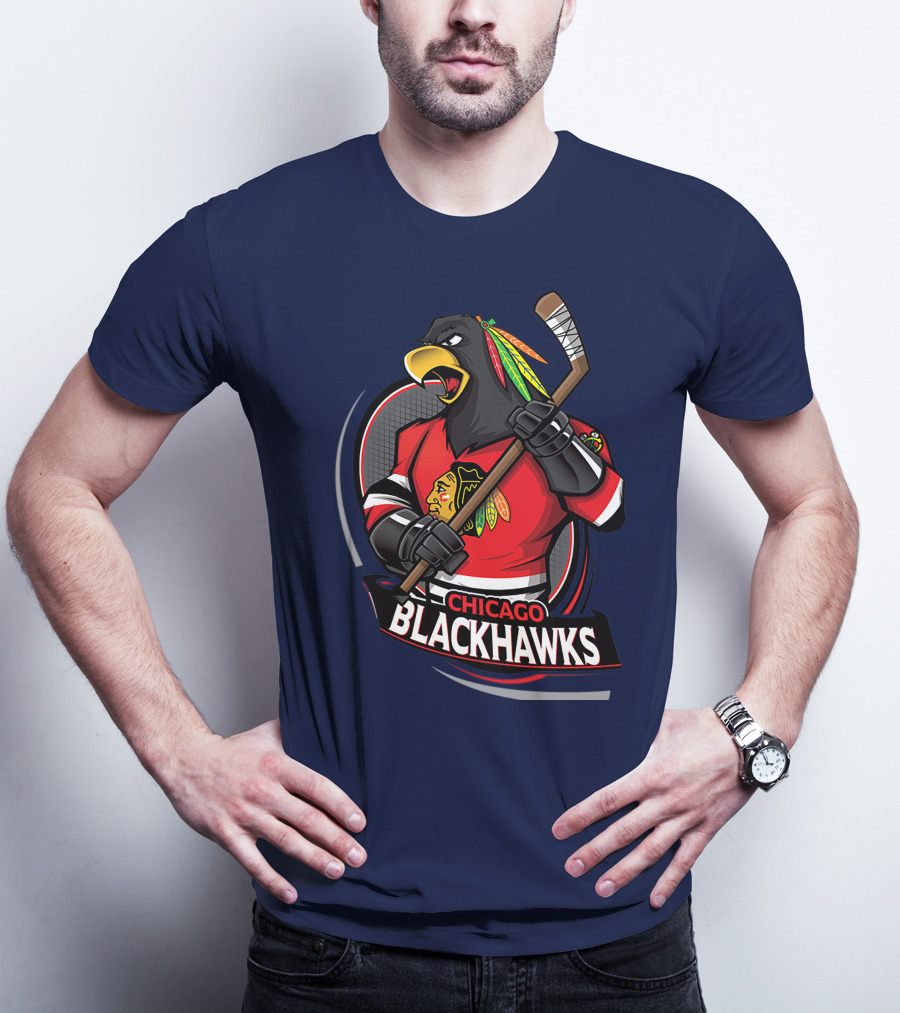 Chicago Blackhawks Hockey Logo Bird Mascot T-Shirt