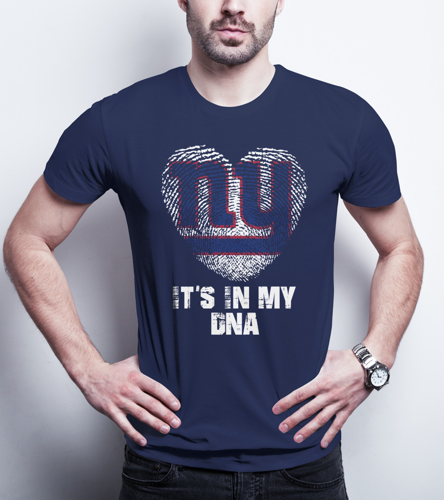 New York Giants It's In My Dna Heart Fingerprint T-Shirt