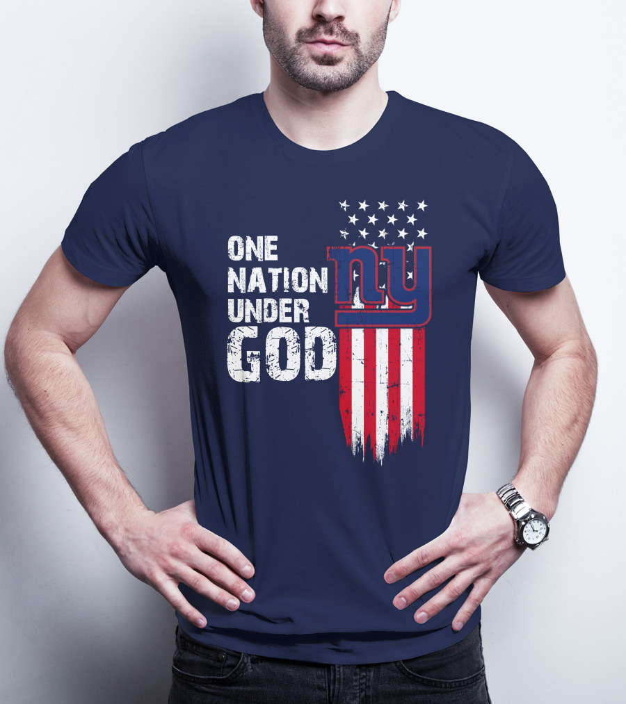 One Nation Under God Ny American Flag Design New York Giants T-Shirt