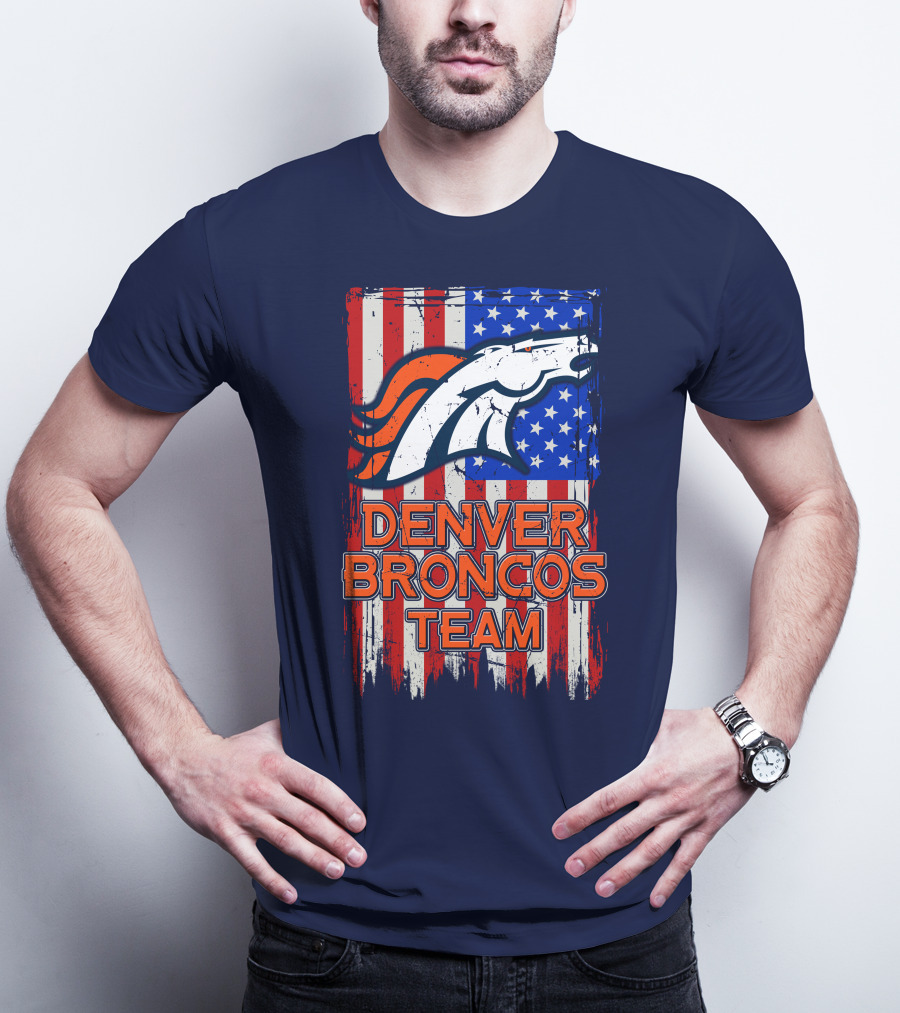 Denver Broncos Team American Flag T-Shirt