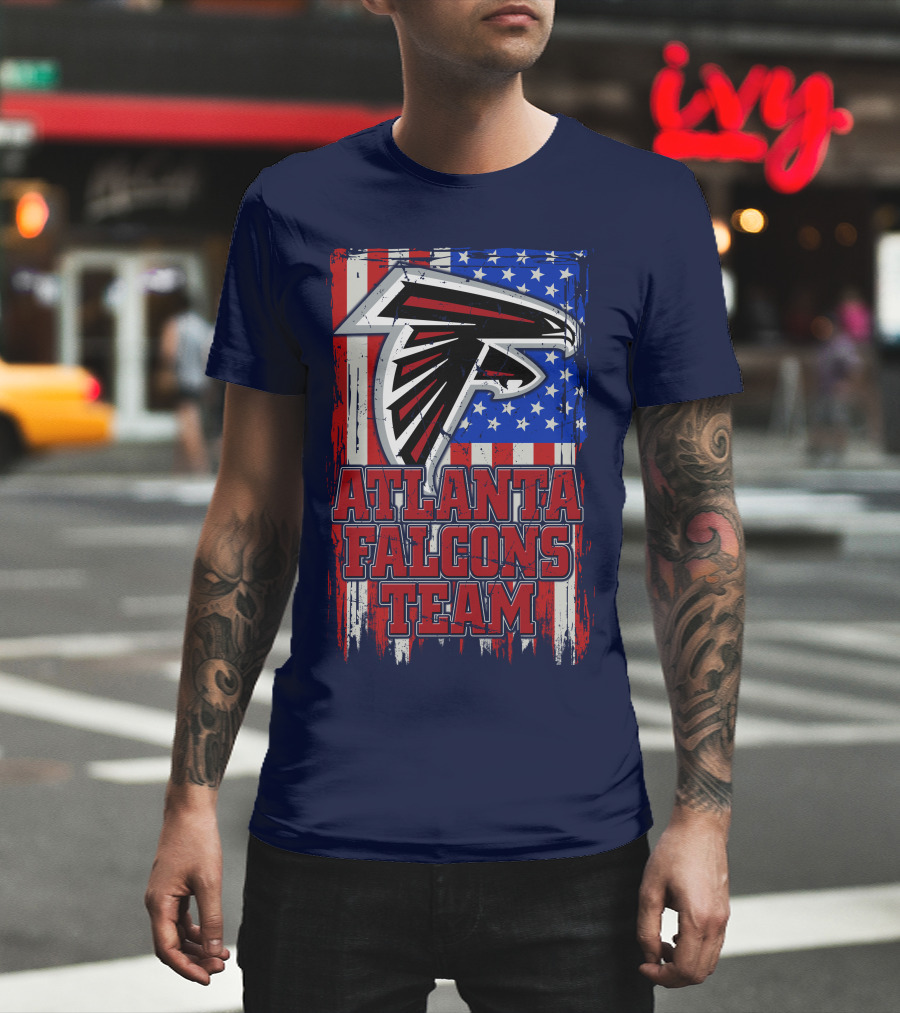 Atlanta Falcons Team American Flag T-Shirt