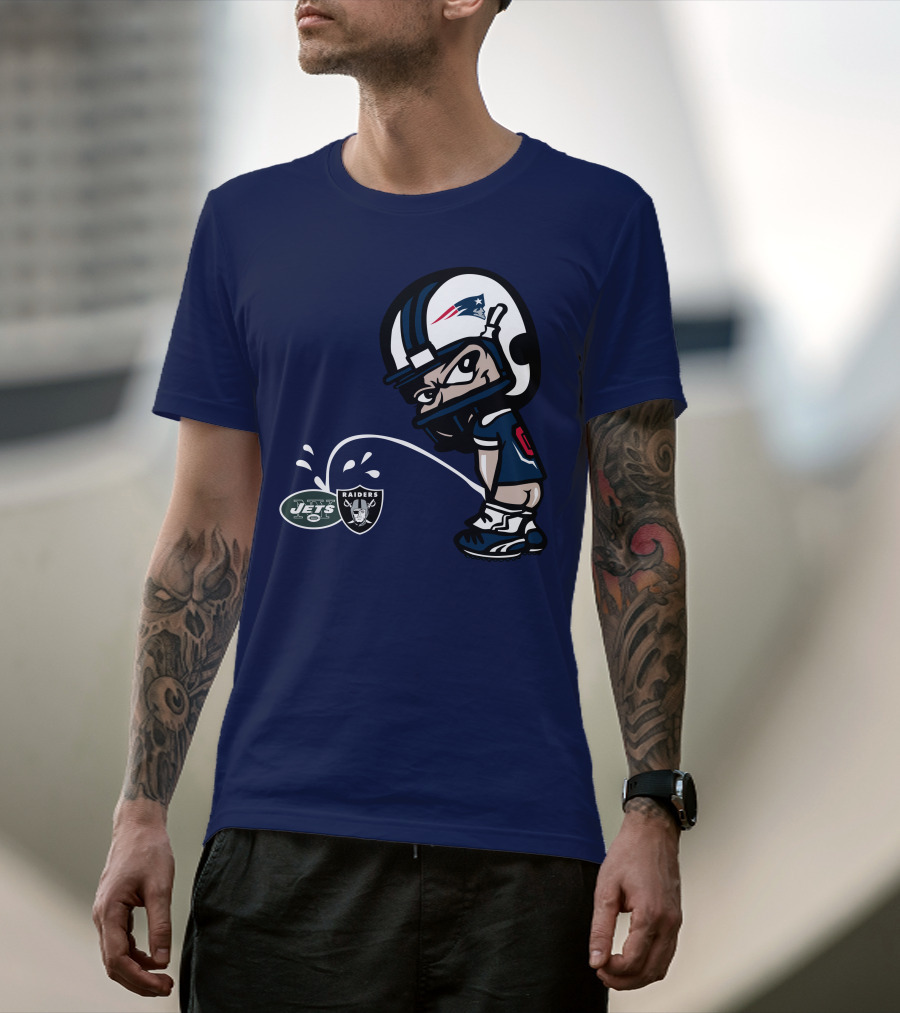 New England Patriots Jets Raiders Rivalry Cartoon T-Shirt