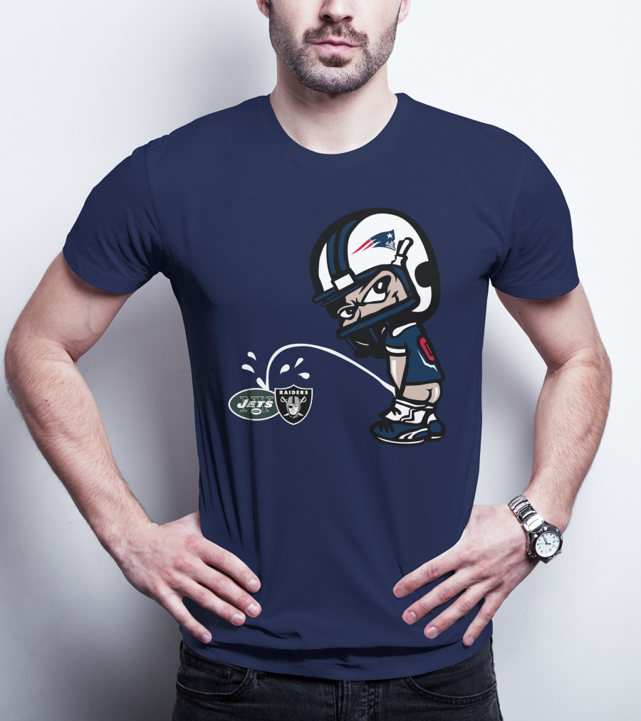 New England Patriots Jets Raiders Rivalry Cartoon T-Shirt