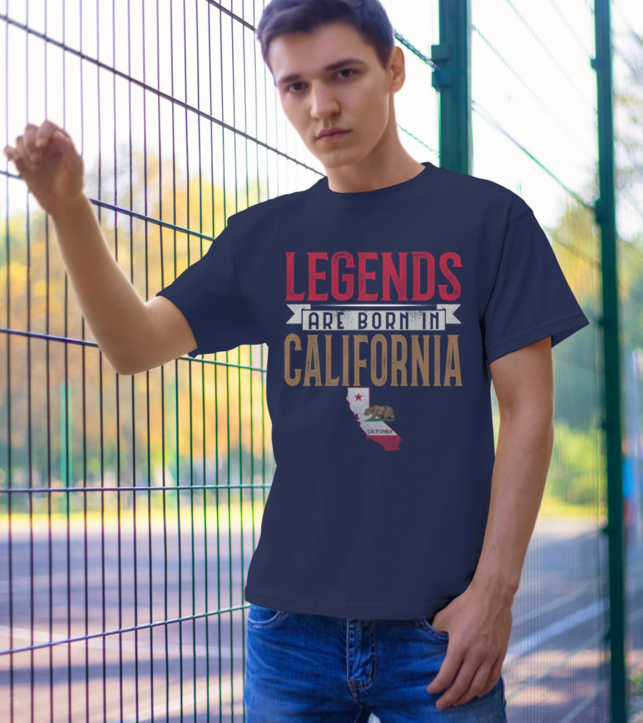 Legends Are Born In California State Flag Bear T-Shirt