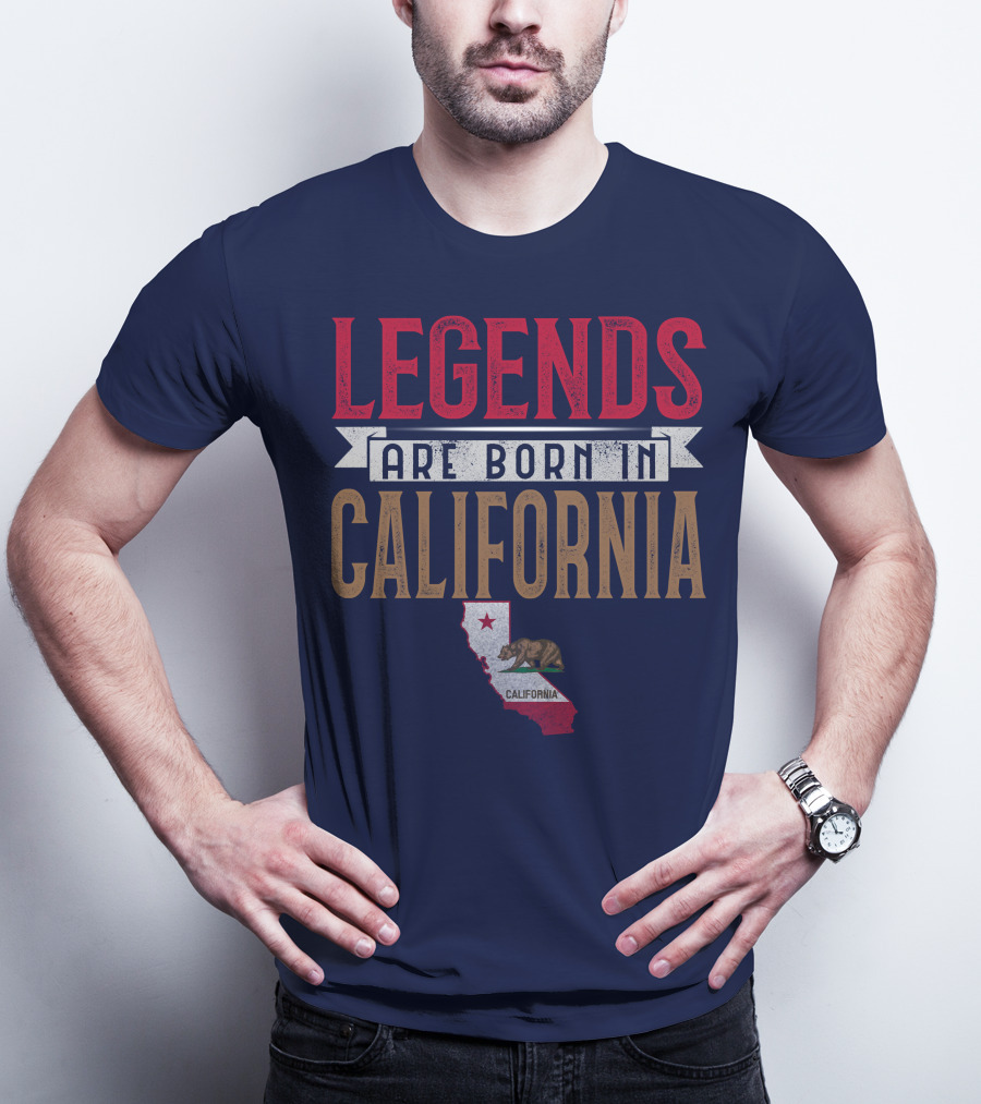 Legends Are Born In California State Flag Bear T-Shirt