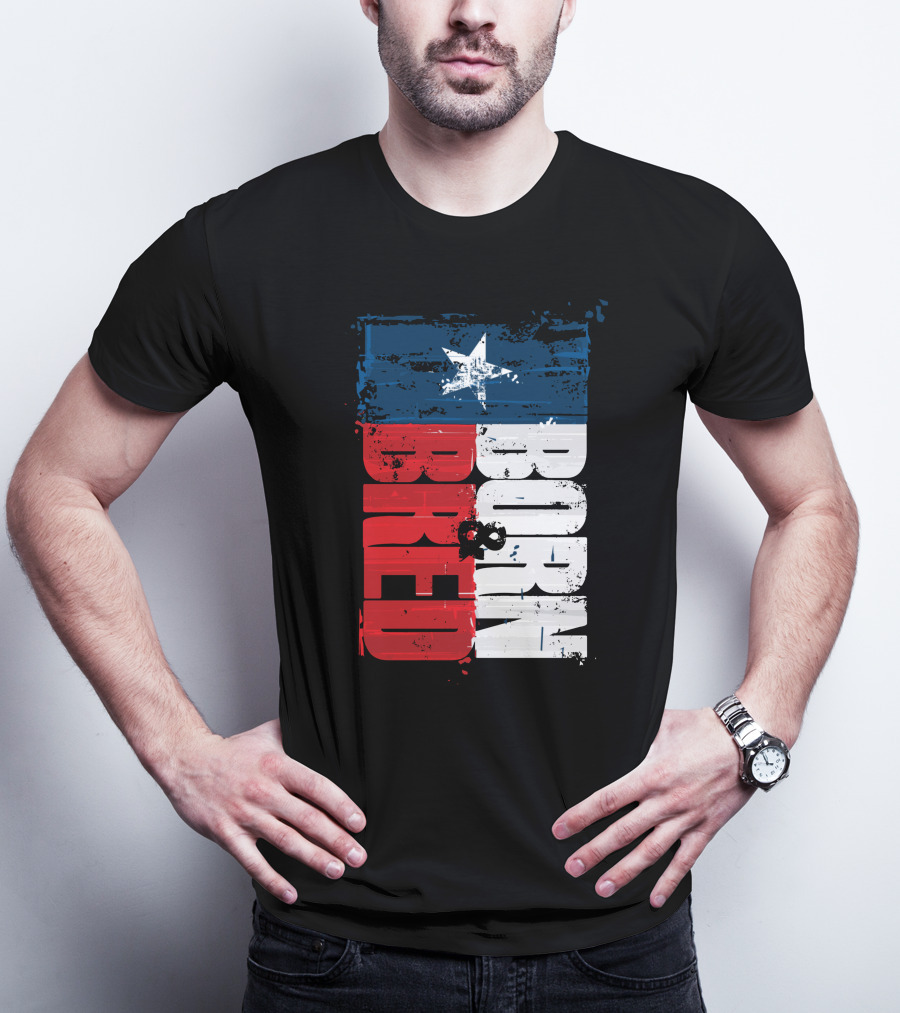 Born & Bred Texas Flag Star Grunge Style T-Shirt
