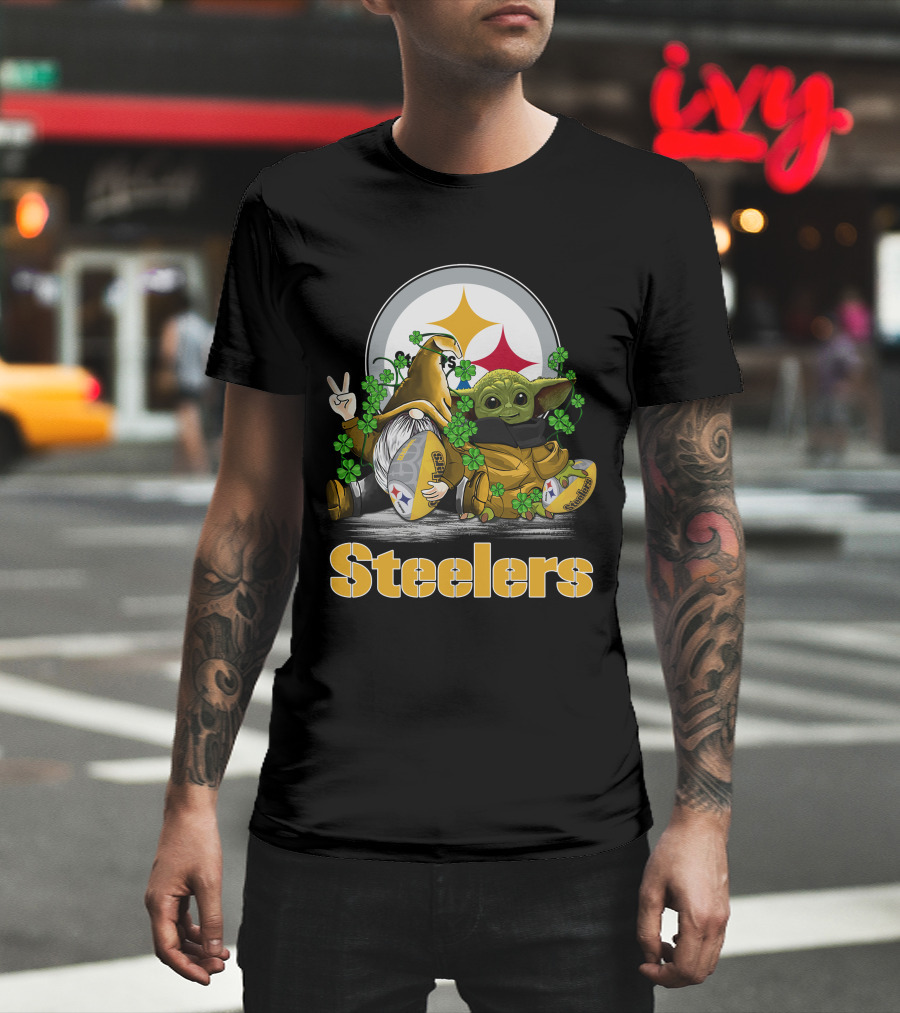 Steelers Shamrock Gnome And Green Alien Football T-Shirt