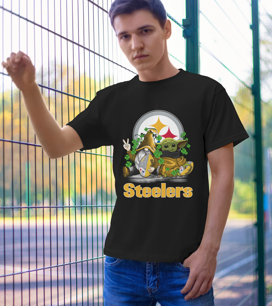 Steelers Shamrock Gnome And Green Alien Football T-Shirt