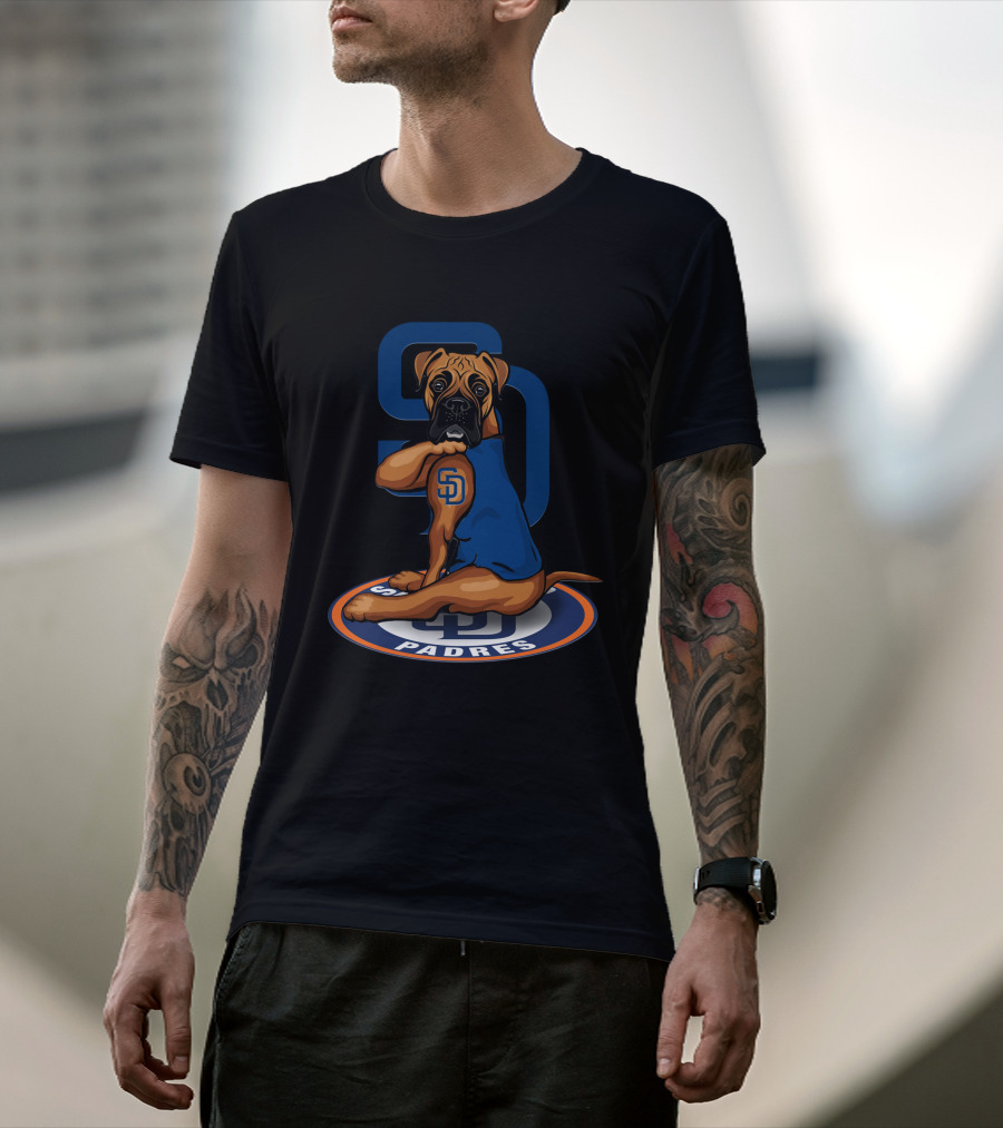 San Diego Padres Boxer Dog Logo Blue Jersey T-Shirt