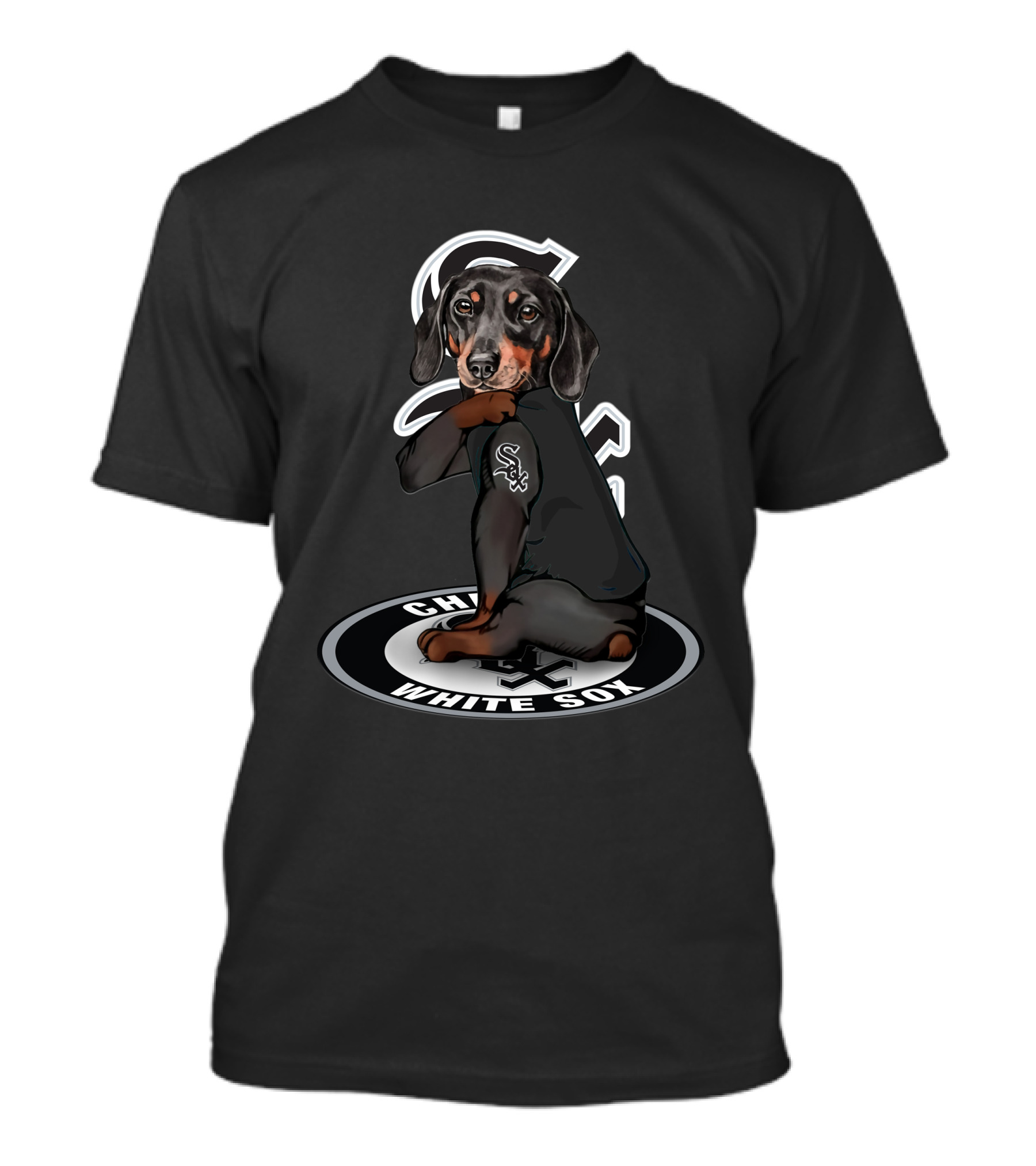 Chicago White Sox Dachshund Fan In Team T-Shirt