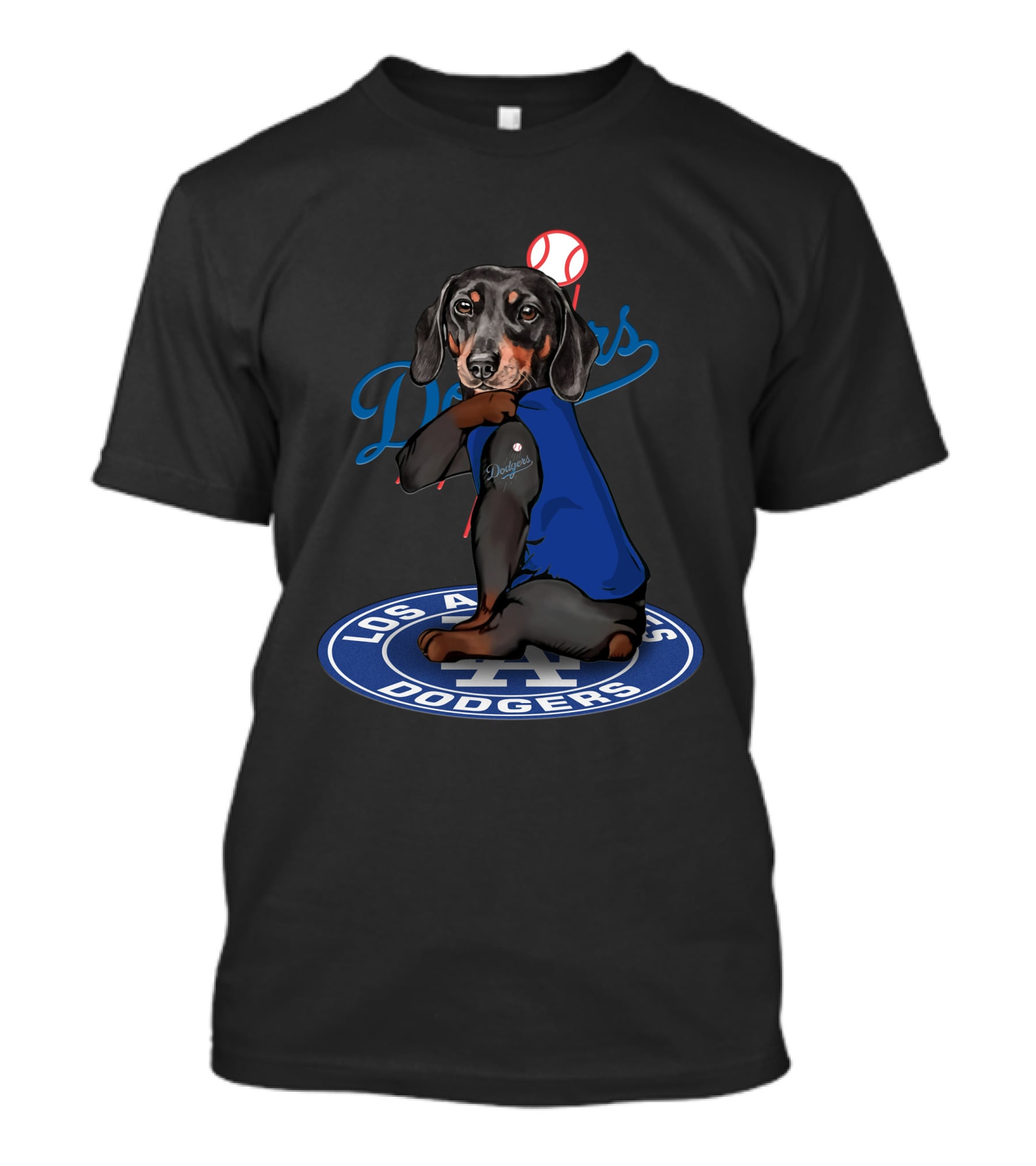 Los Angeles Dodgers Dachshund Baseball Team T-Shirt