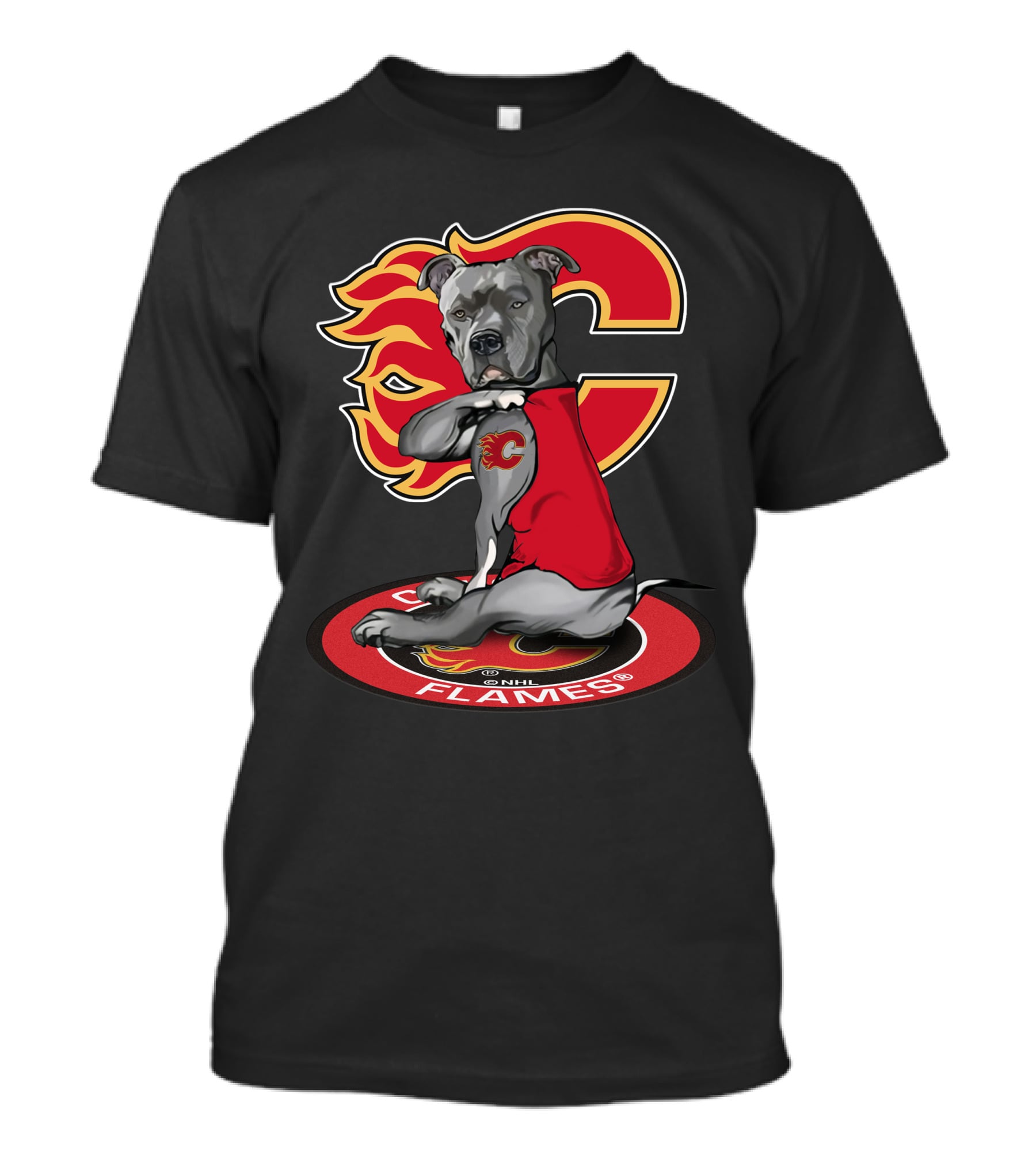 Calgary Flames Dog Logo Nhl T-Shirt