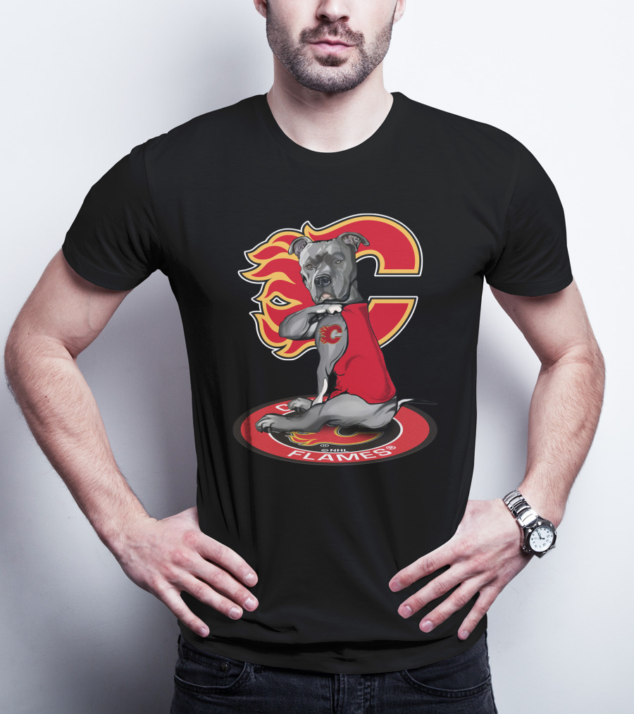 Calgary Flames Dog Logo Nhl T-Shirt