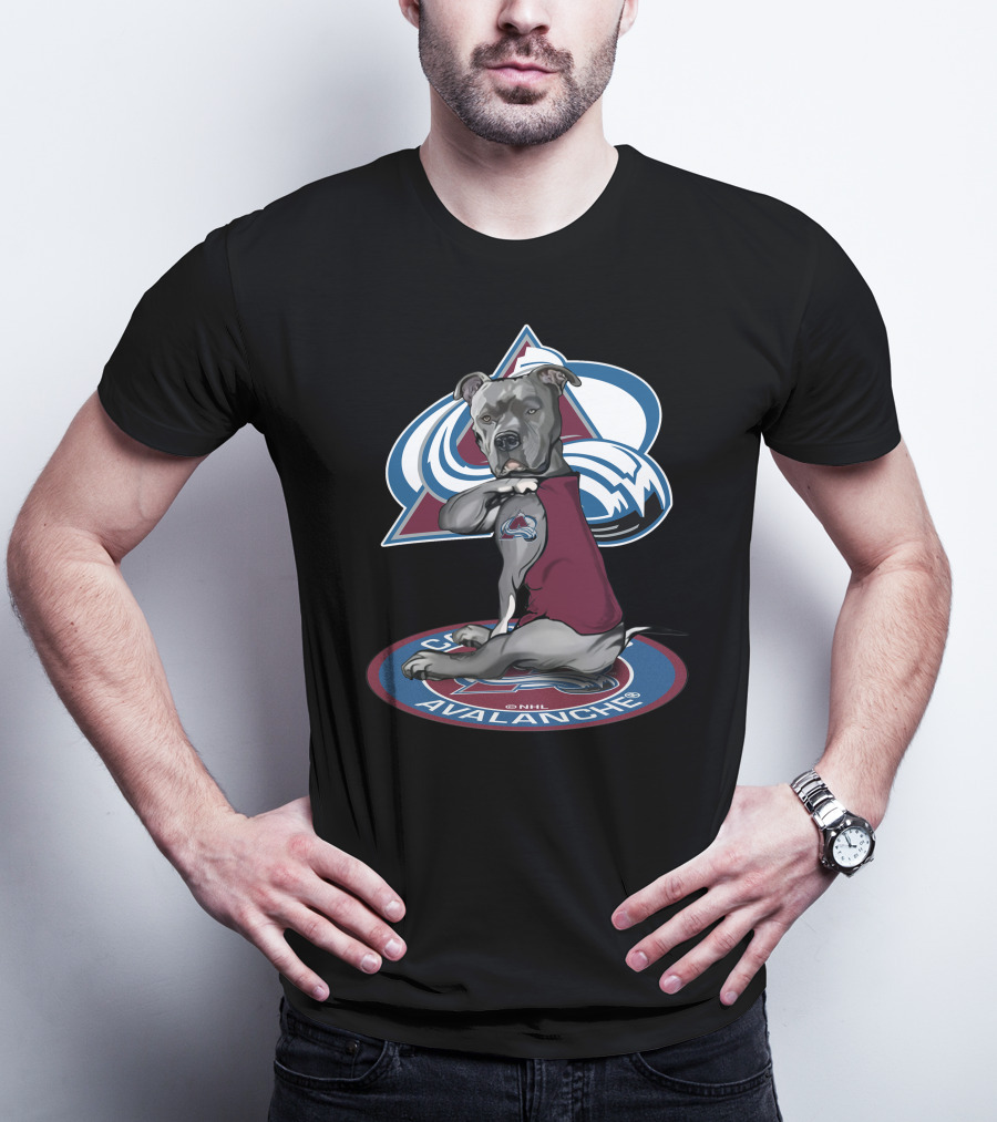 Colorado Avalanche Dog With Team Logo Tattoo And Jersey Nhl T-Shirt