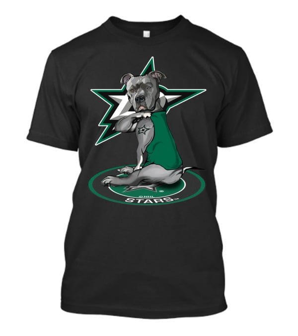Nhl Dallas Stars Dog With Star Logo And Green Jersey T-Shirt