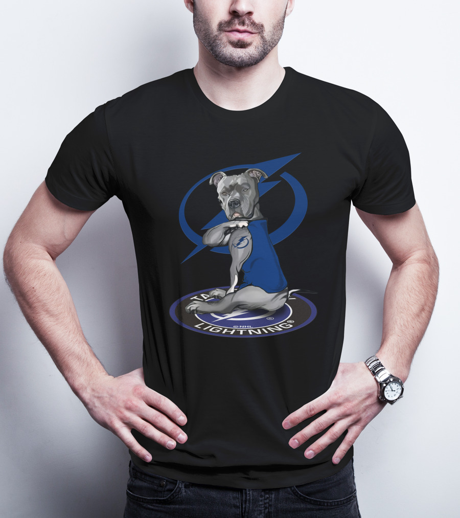 Tampa Bay Lightning Pitbull With Logo Tattoo T-Shirt