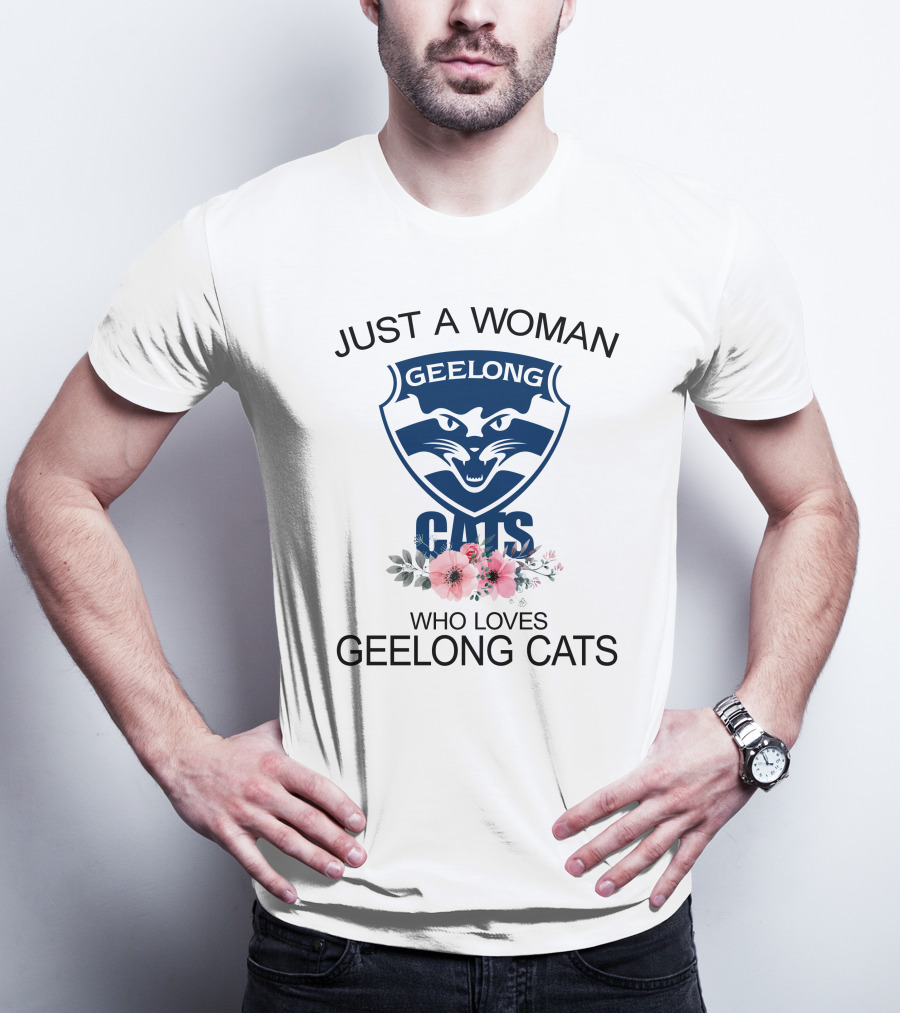 Just A Woman Who Loves Geelong Cats T-Shirt