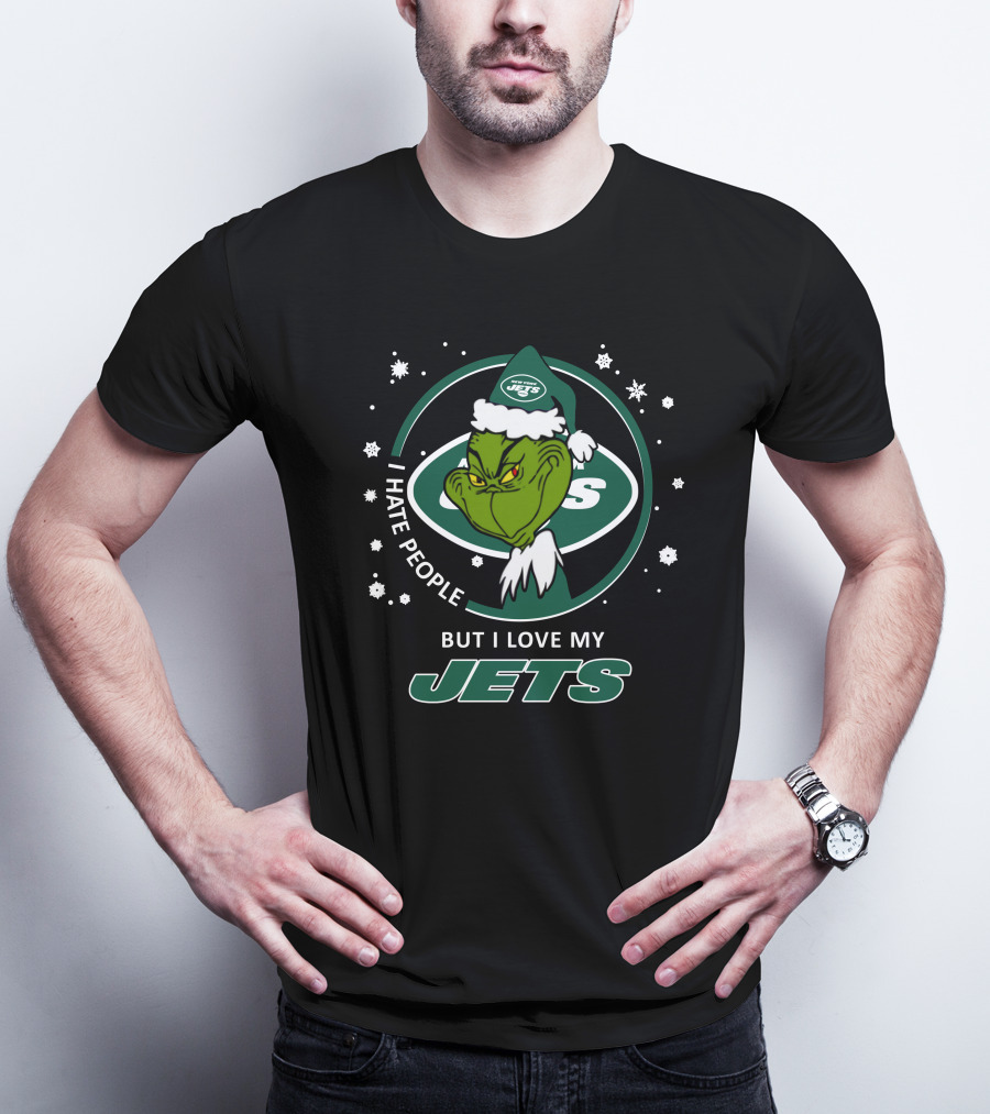 I Hate People But I Love My New York Jets Grinch T-Shirt