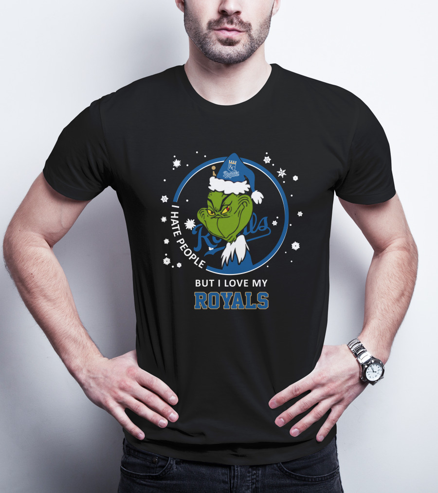 I Hate People But I Love My Kansas City Royals Grinch Holiday Theme T-Shirt