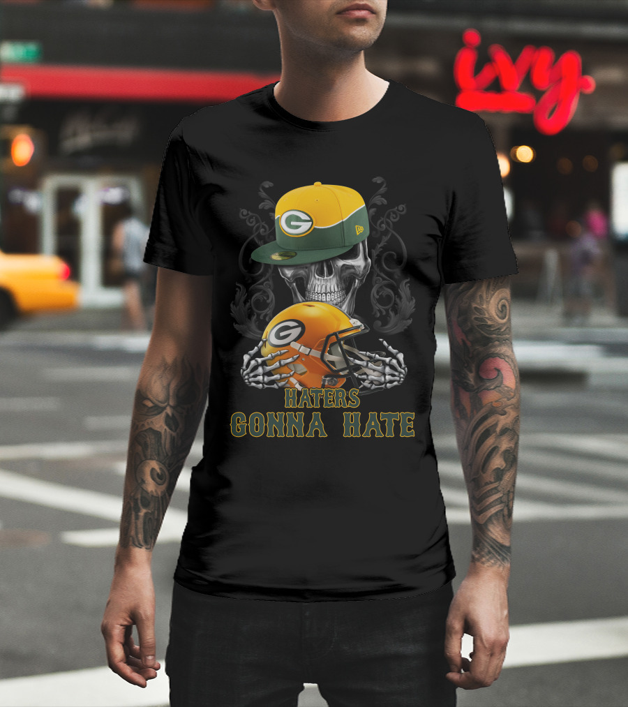 Haters Gonna Hate Green Bay Packers Skull Helmet Cap T-Shirt