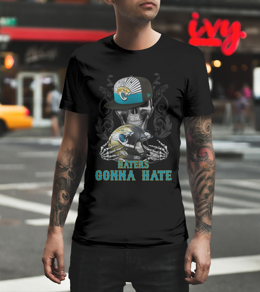 Jacksonville Jaguars Haters Gonna Hate Skull Helmet Cap T-Shirt
