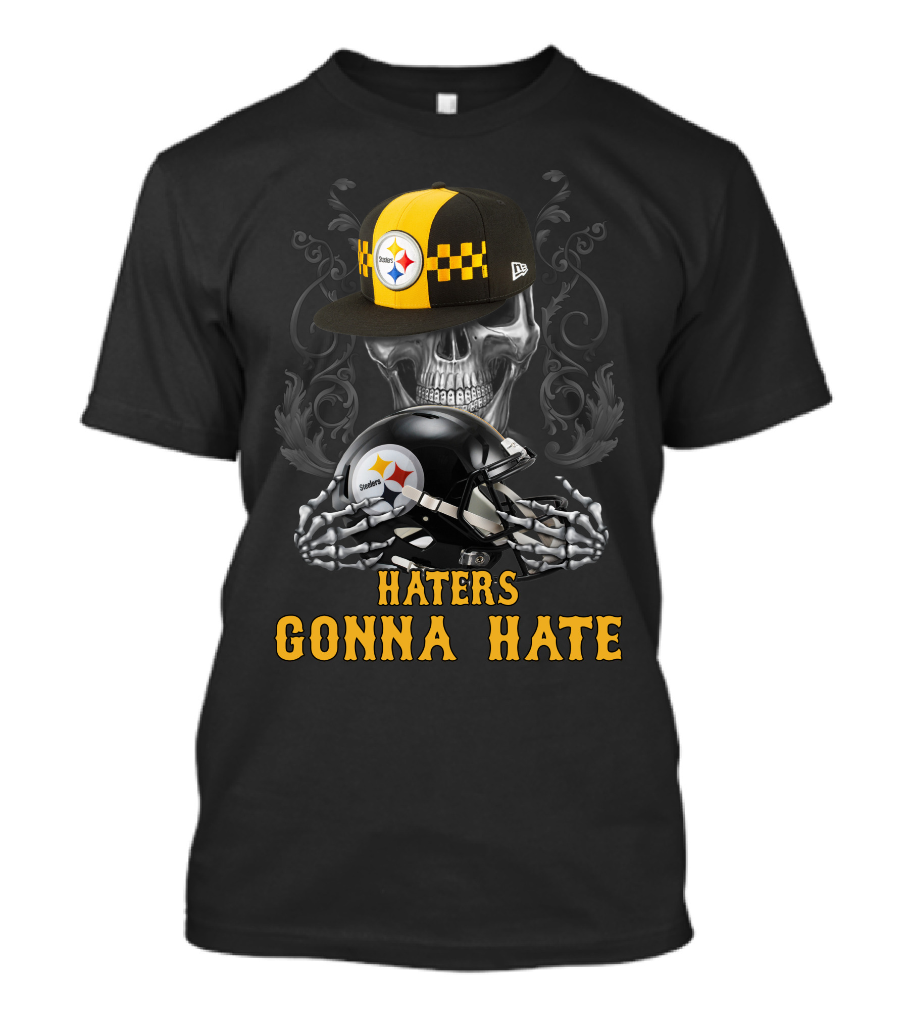 Haters Gonna Hate Pittsburgh Steelers Skull With Helmets T-Shirt
