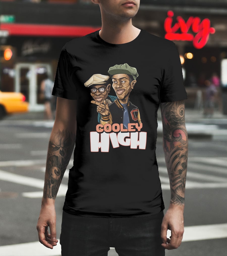 Cooley High Retro Style Character Art With Varsity Jacket And Caps T-Shirt