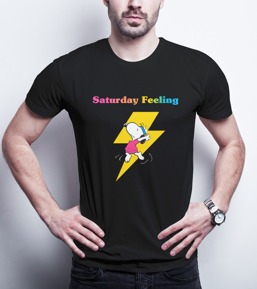 Saturday Feeling Snoopy Dancing Lightning Bolt T-Shirt