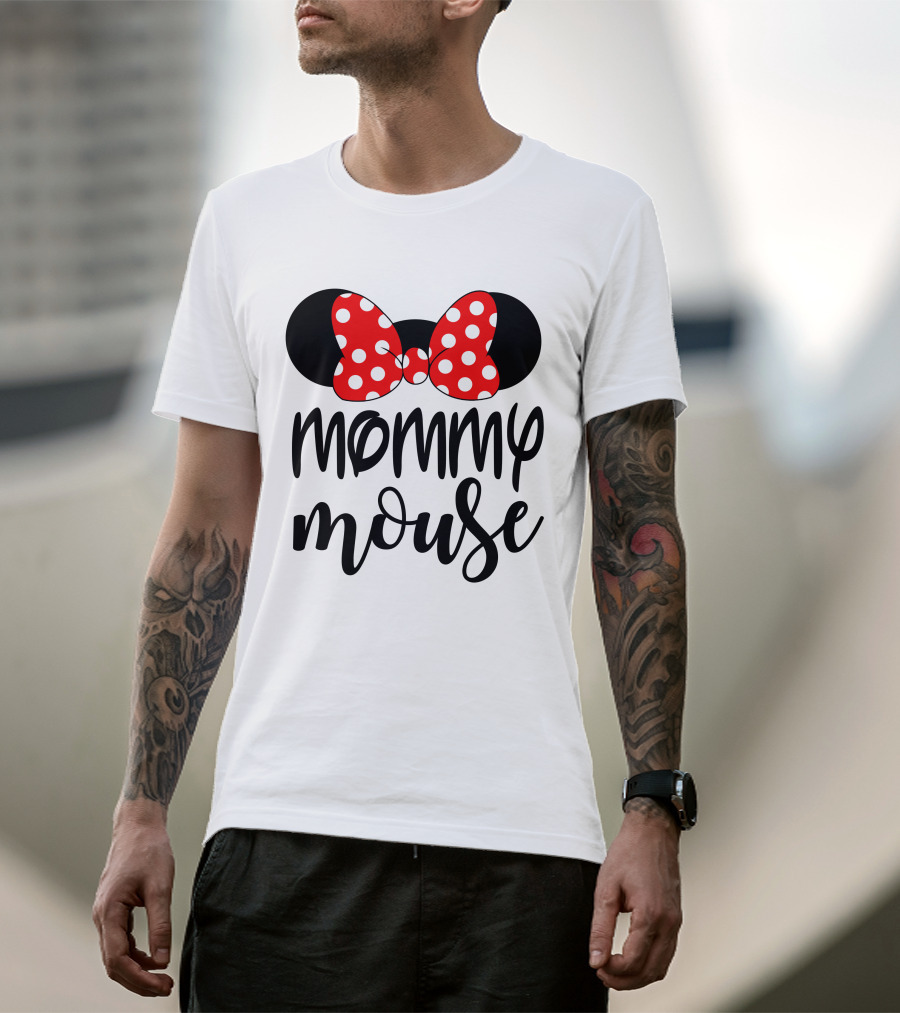 Mommy Mouse Red Polka Dot Bow Ears T-Shirt