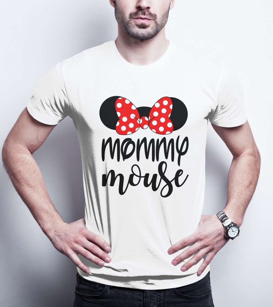 Mommy Mouse Red Polka Dot Bow Ears T-Shirt
