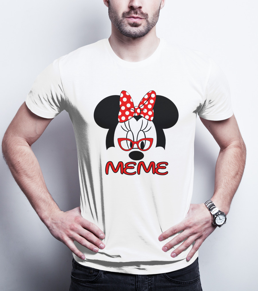 Minnie Meme Red Glasses Bow Dots T-Shirt