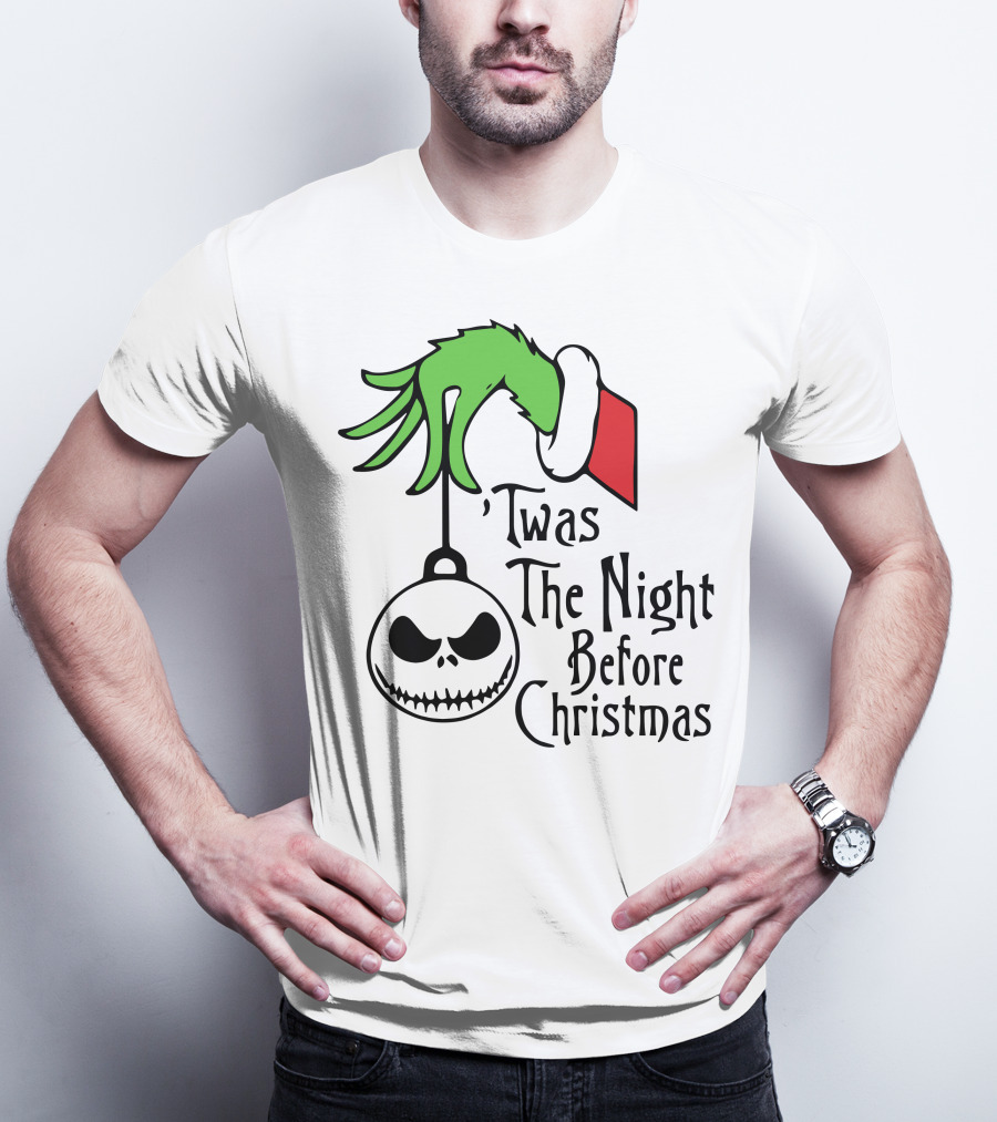'Twas The Night Before Christmas Grinch Hand Jack Skellington T-Shirt