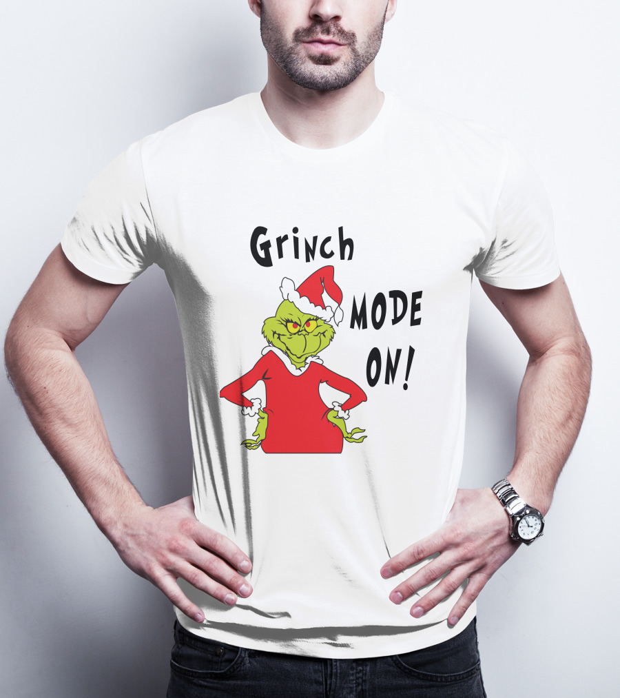 Grinch Mode On Santa Hat Red T-Shirt