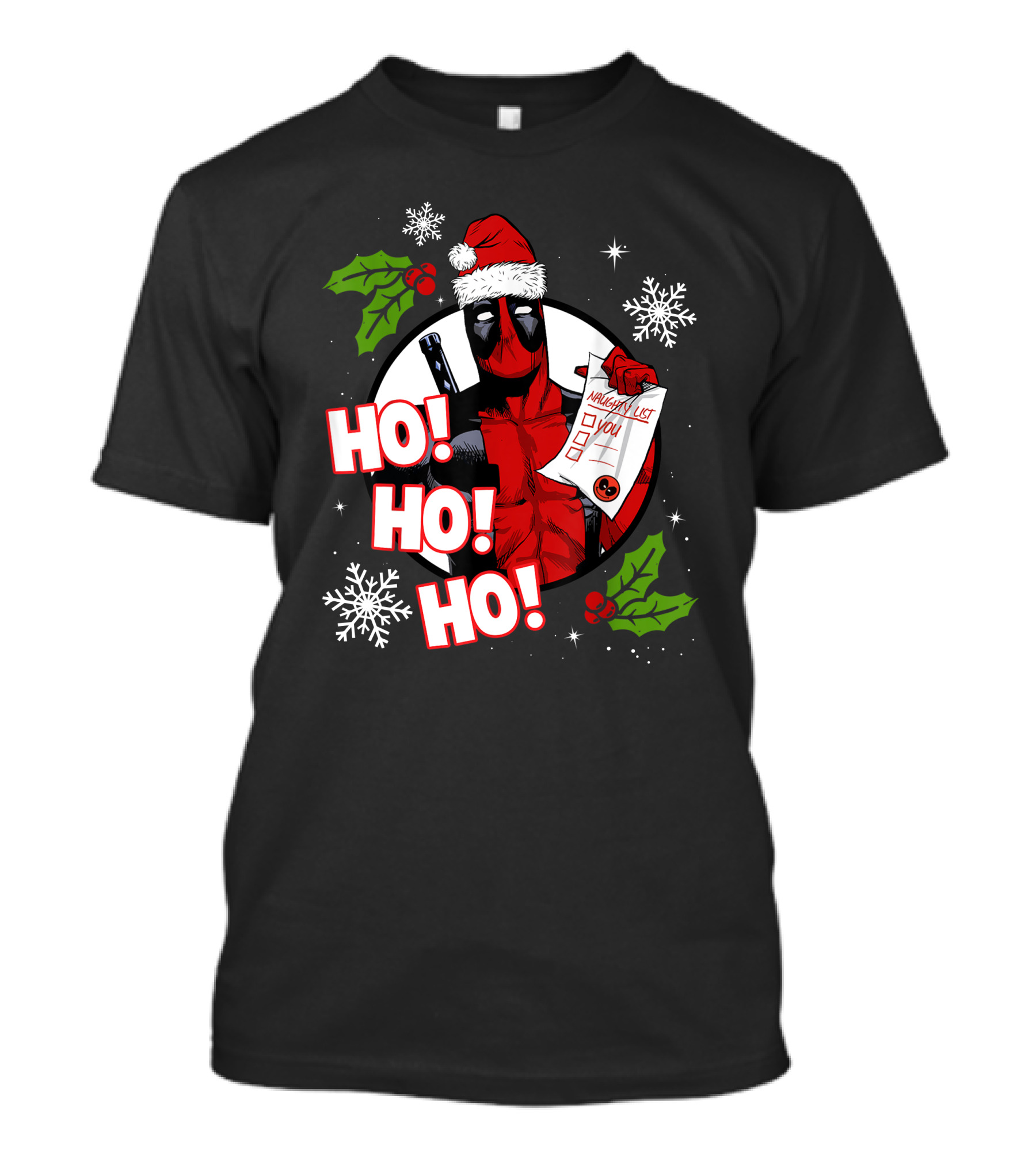 Deadpool Naughty List Ho Ho Ho Christmas T-Shirt