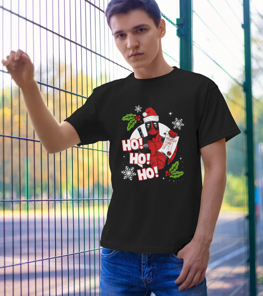 Deadpool Naughty List Ho Ho Ho Christmas T-Shirt