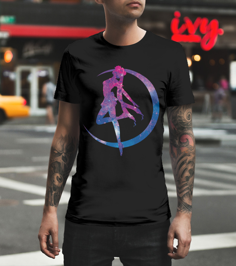 Sailor Moon Galaxy Silhouette Lunar Pose T-Shirt