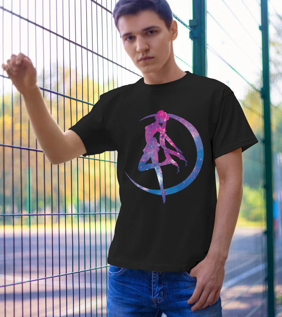 Sailor Moon Galaxy Silhouette Lunar Pose T-Shirt