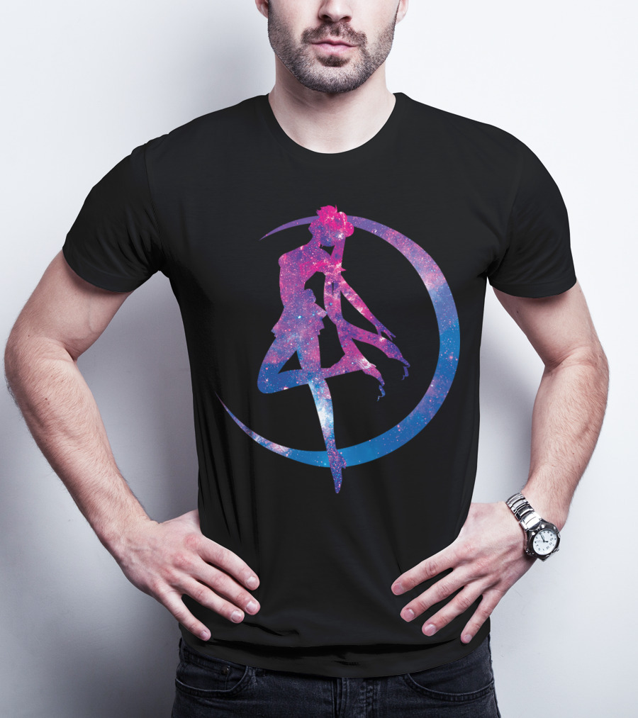 Sailor Moon Galaxy Silhouette Lunar Pose T-Shirt