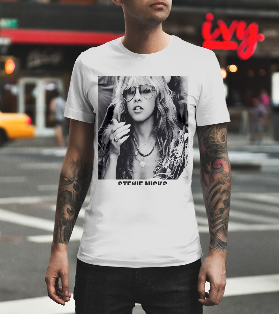 Stevie Nicks Black And White Portrait T-Shirt