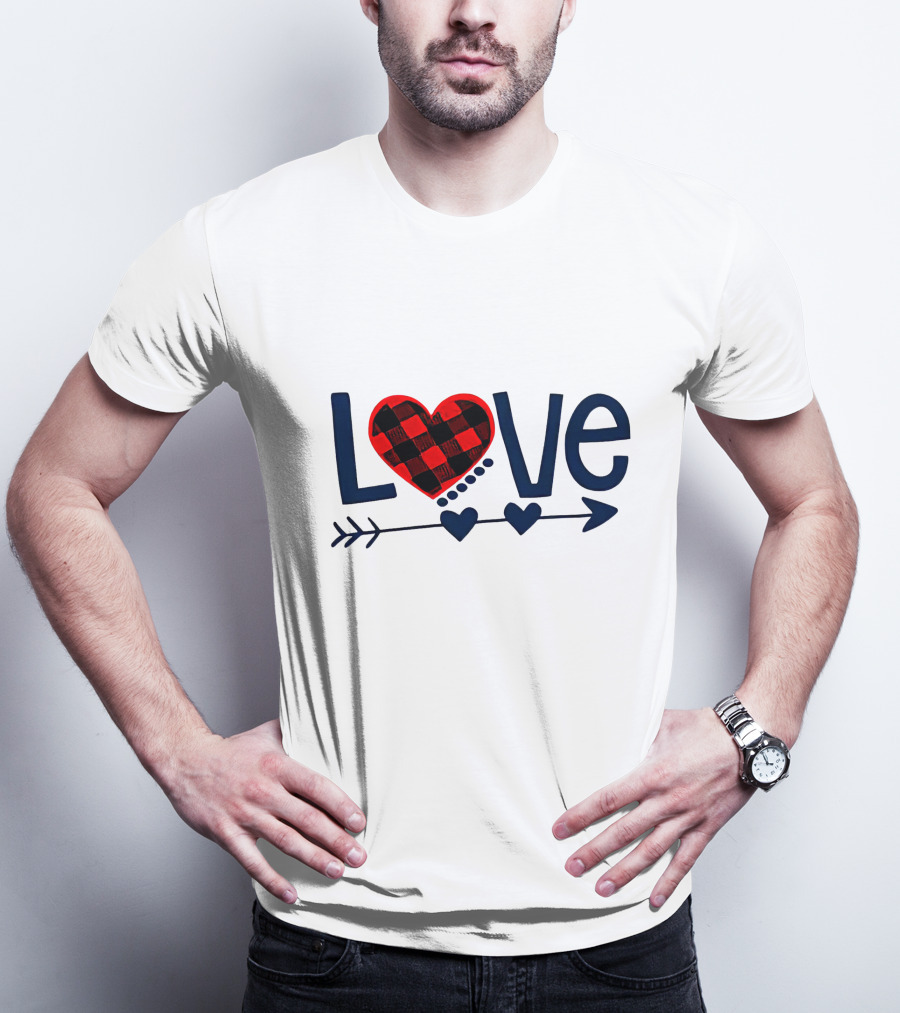 Love Arrow Plaid Heart And Hearts On Arrow T-Shirt