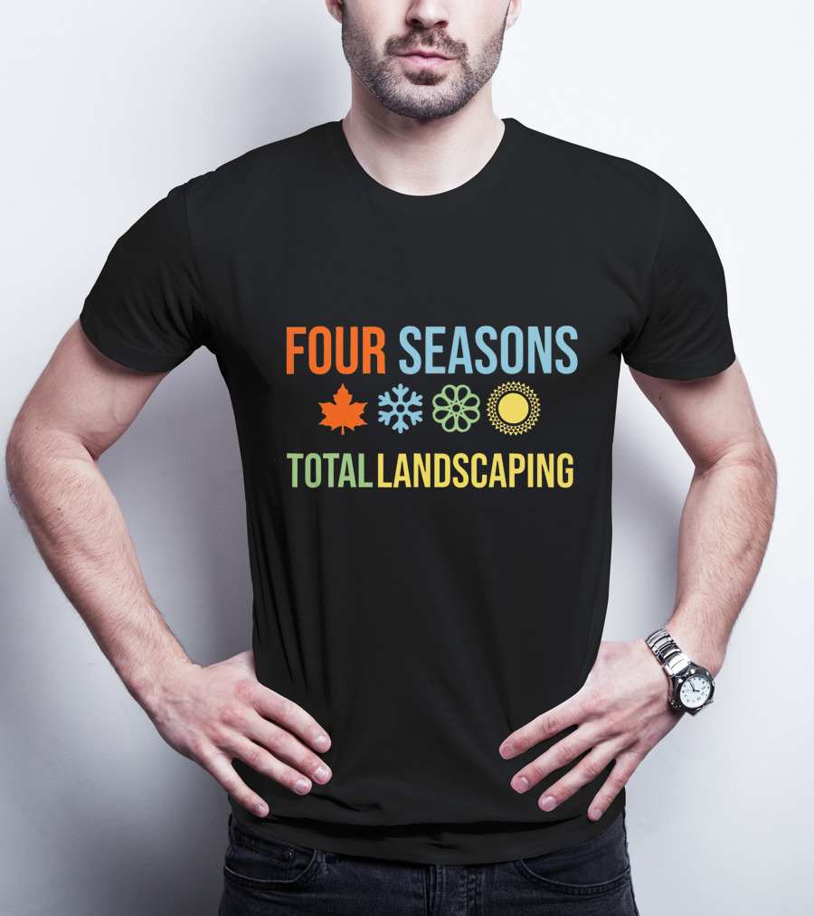 Four Seasons Total Landscaping Autumn Leaf Snowflake Floral Sun T-Shirt