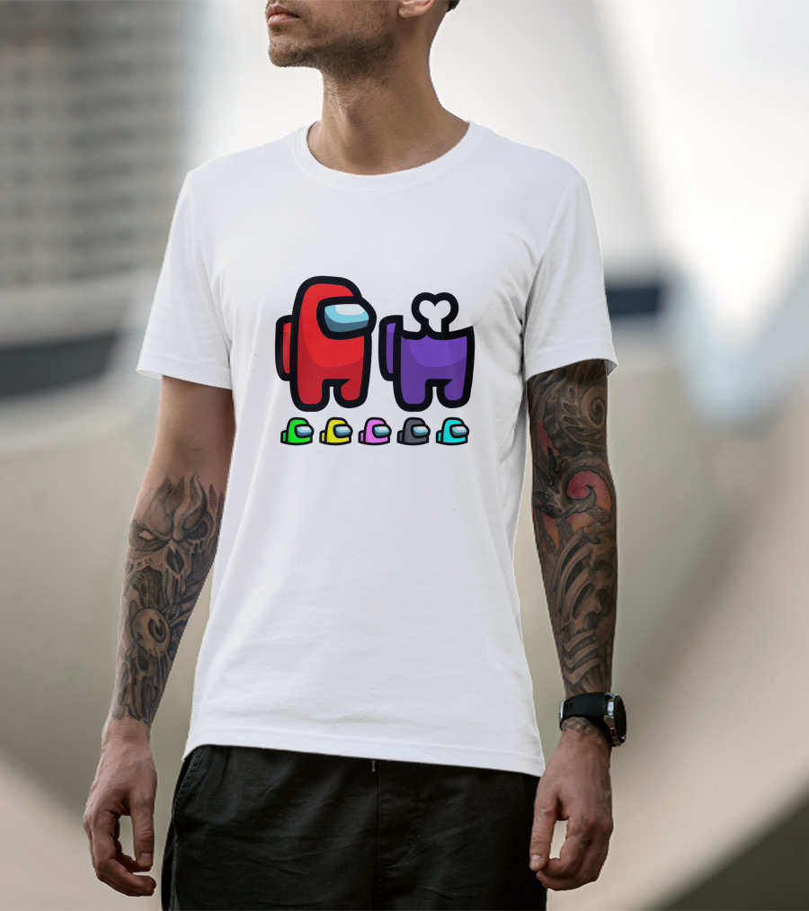 Among Us Crewmates And Dead Body Colors Red Purple Green Blue Yellow Pink Black T-Shirt