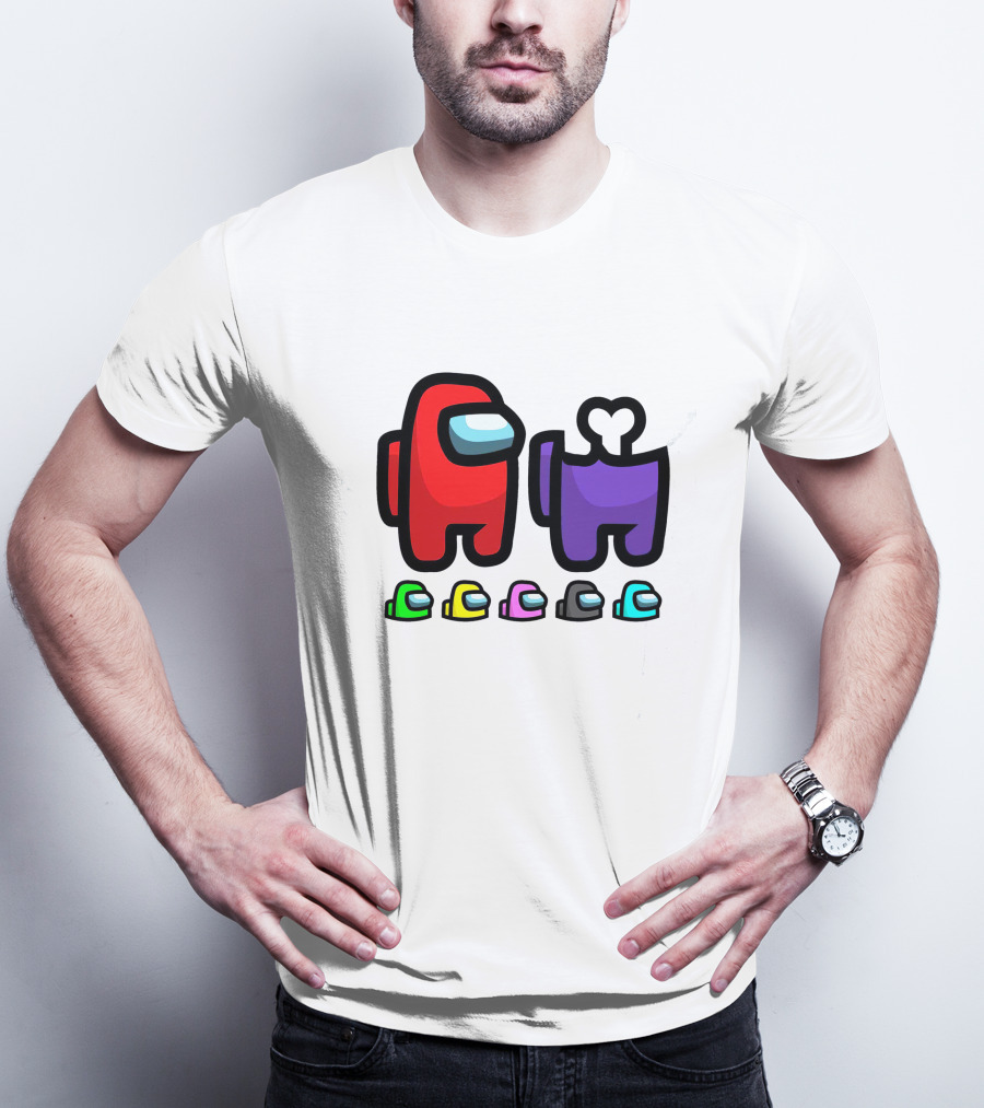 Among Us Crewmates And Dead Body Colors Red Purple Green Blue Yellow Pink Black T-Shirt