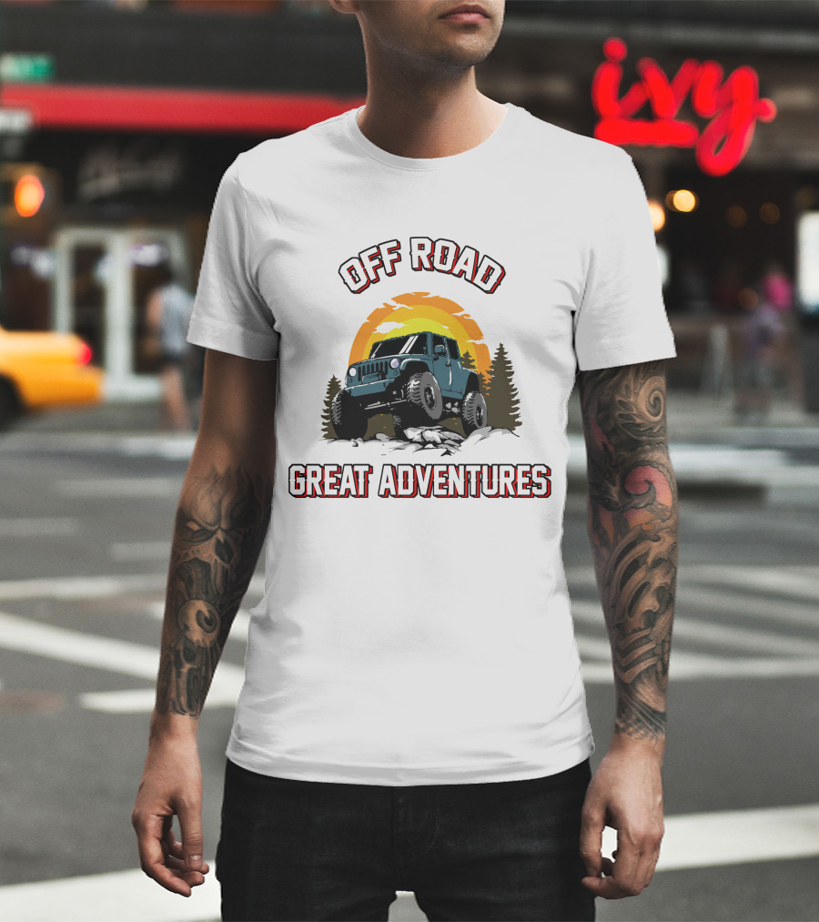 OFF ROAD GREAT ADVENTURES SUNSET JEEP ROCKS FOREST T-Shirt
